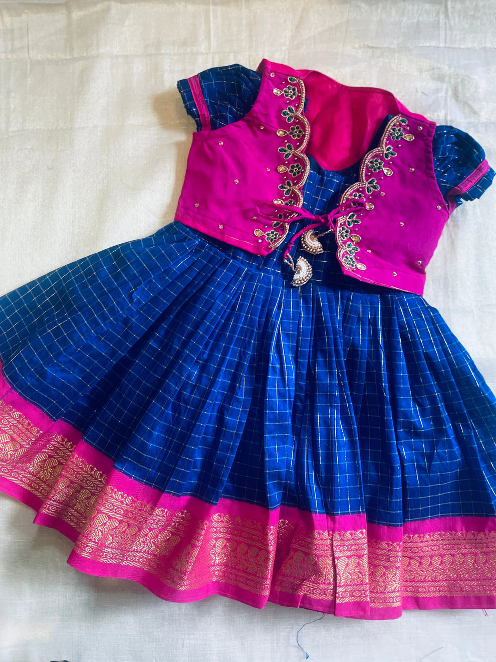 Traditional pink and blue ethnic dress langa jacket for baby girl – Baby&Me