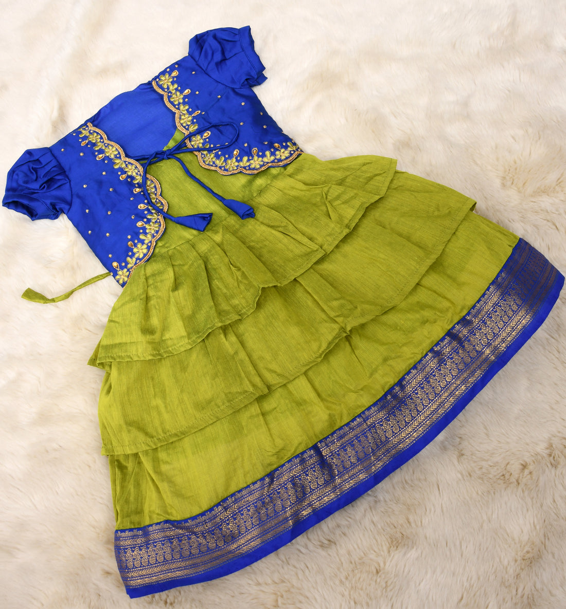 Light green and royal Blue langa jacket South Indian ethnic wear for b ...